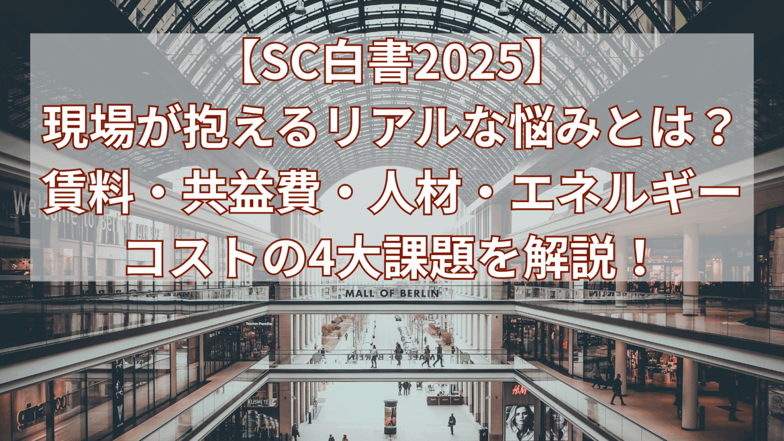 【SC白書2025】現場が抱えるリアルな悩みとは？賃料・共益費・人材・エネルギーコストの4大課題を解説！ | 仕事と自由と勉強と